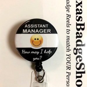 ASSISTANT MANAGER Smiley Face B/W How May I Help You Thanks Business ...