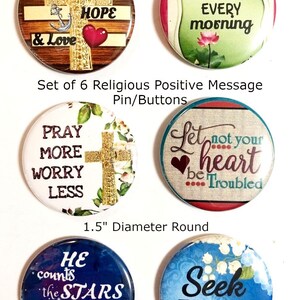 1.5" Christian Inspirational Set ~ 6-pk Buttons/pins - Giveaways ...
