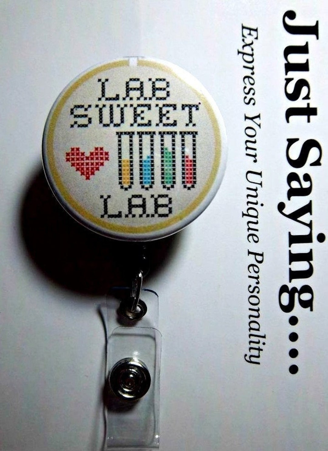 Lab Sweet Lab Fun Cross Stitch Look Test Tubes, Lab Humor Retractable ...