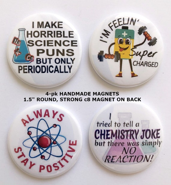 4-pk MAGNETS: SCIENCE Humor Themed Set 1.5 Diameter Great - Etsy