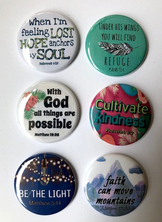 1.5 Christian Set 6-pk Buttons/pins: Faith Kindness - Etsy