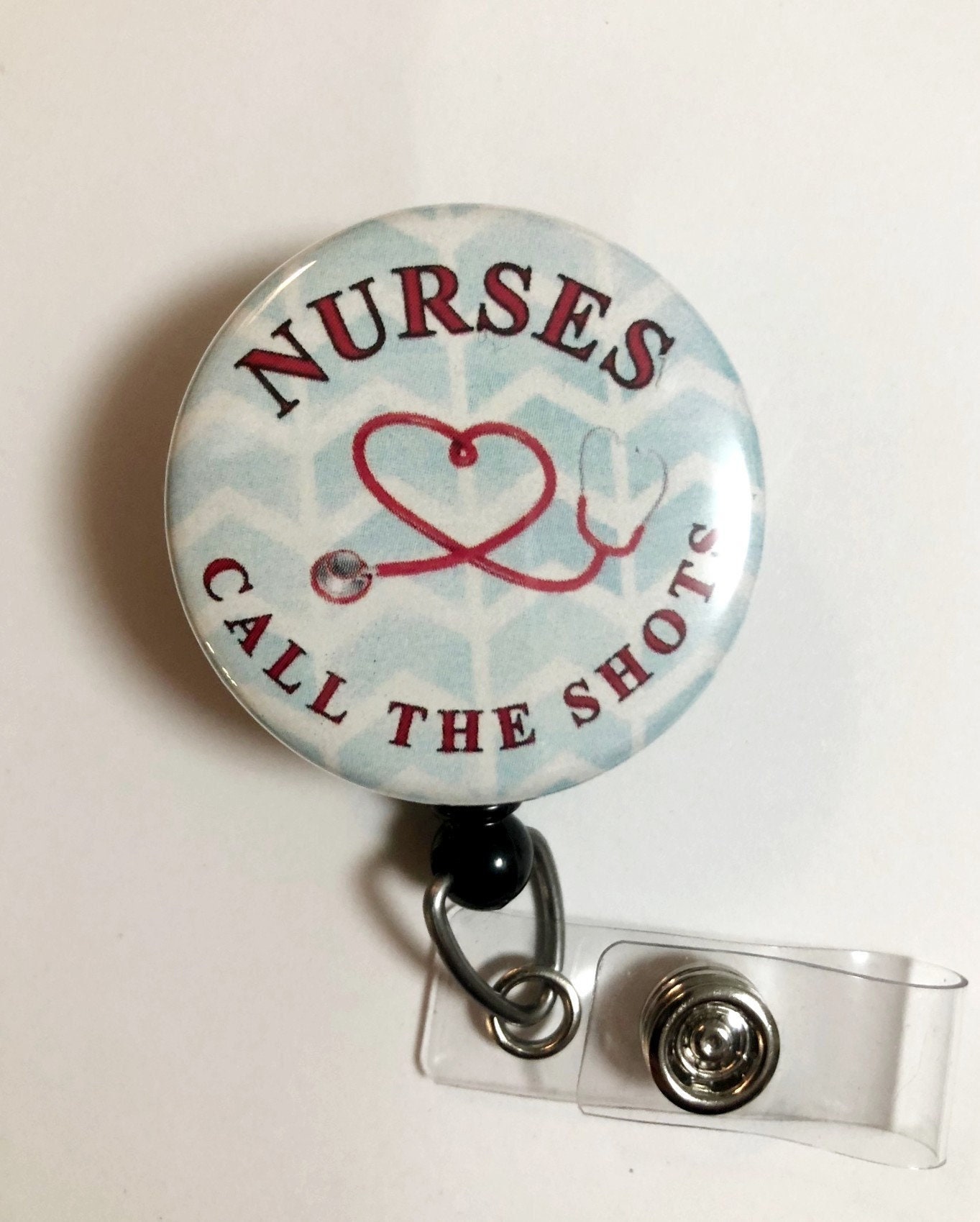 Nurses Call the Shots blue Chevron With Red Lettering - Etsy