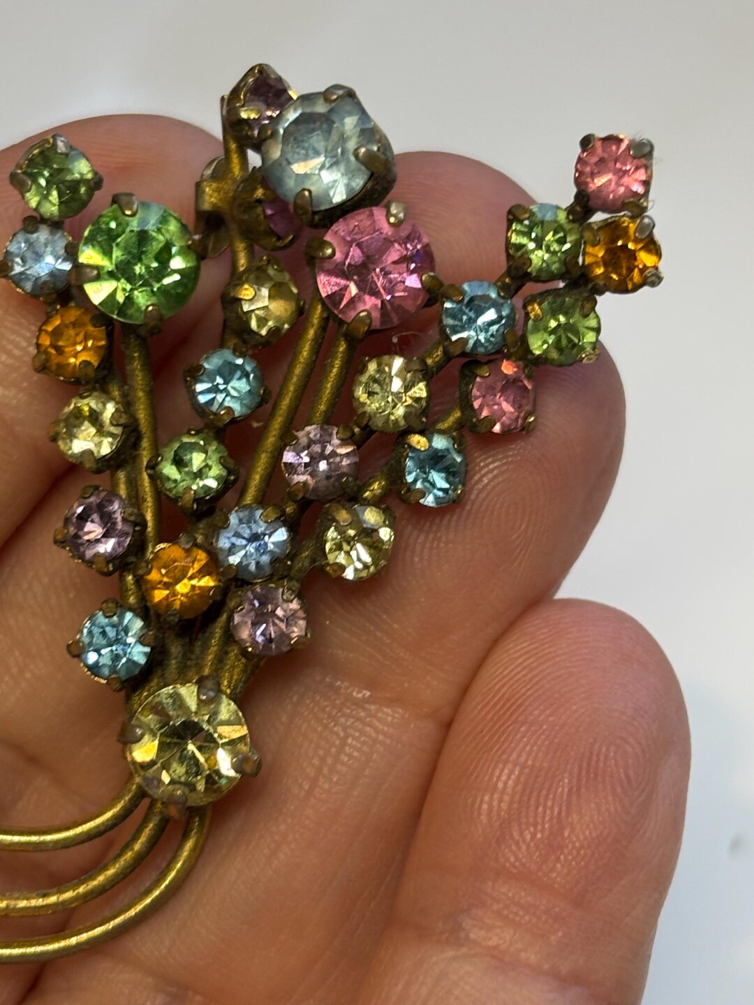 Vintage 1950s Claw Set Crystal Brooch - Etsy