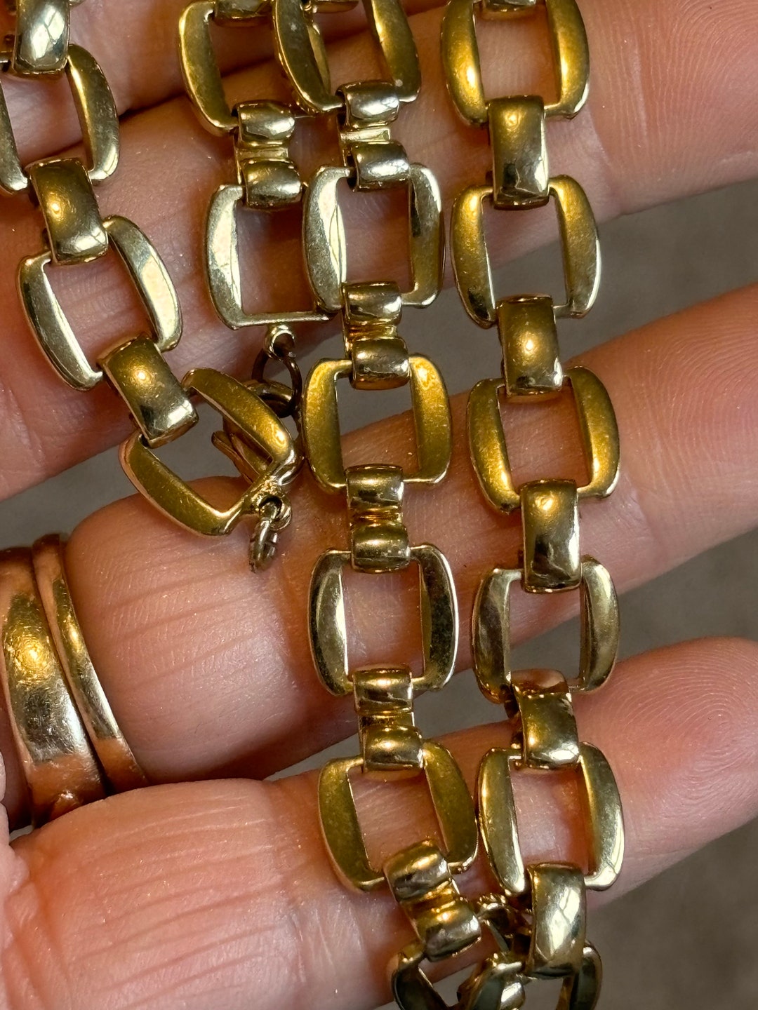 Vintage Plated Unusual Square Link Chain Necklace - Etsy