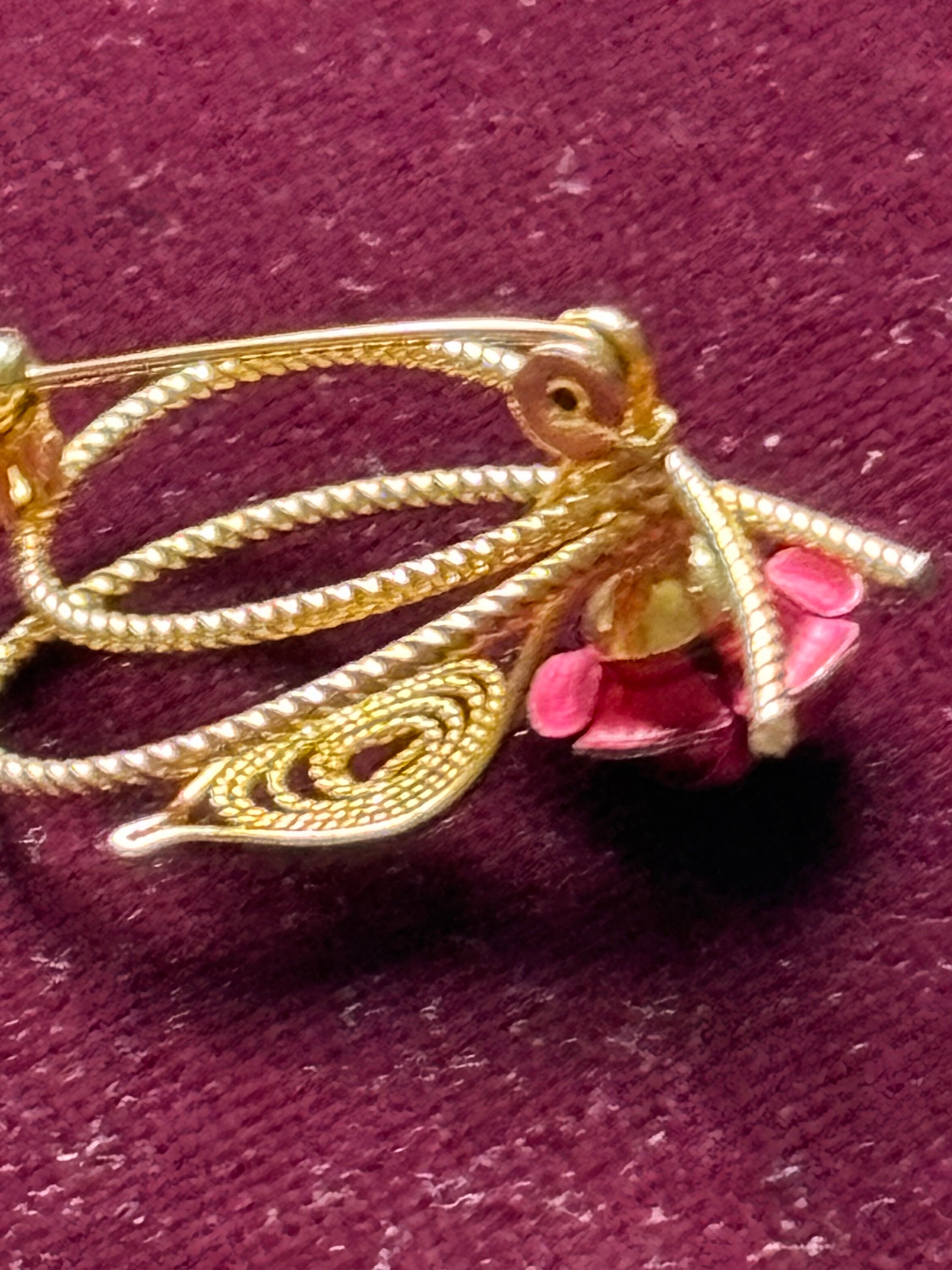 Vintage Enamel Red Rose Brooch - Etsy