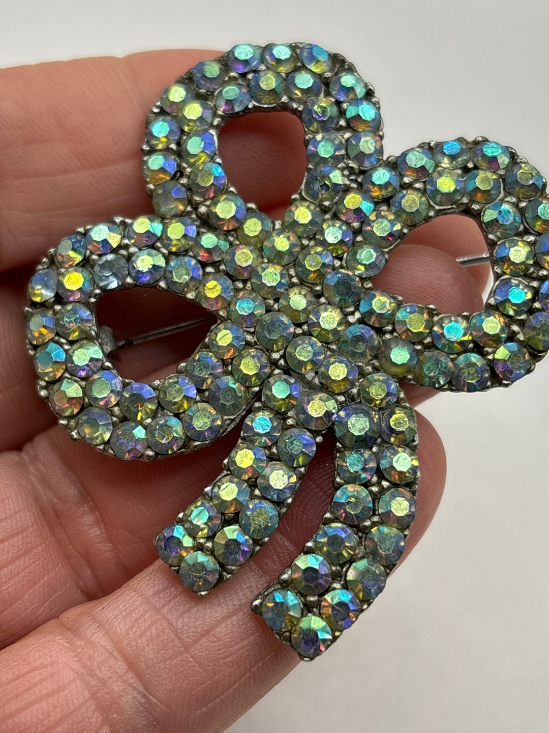 Large Aurora Borealis Blue Stone Crystal Brooch - Etsy