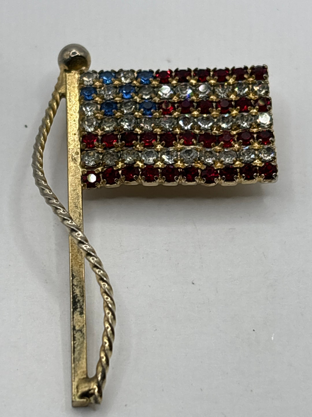 Diamanté American Flag Brooch - Etsy