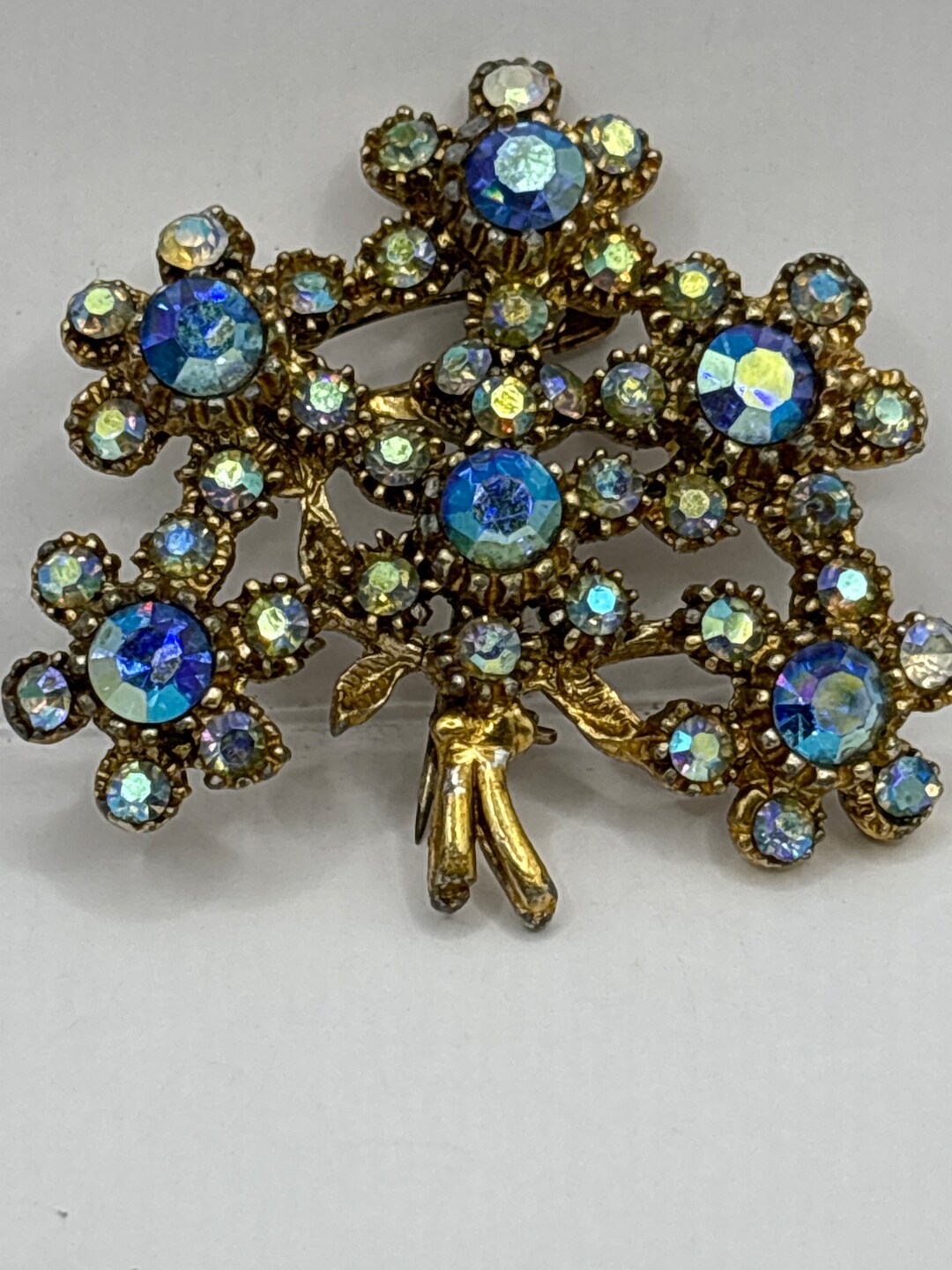 Vintage Aurora Borealis Stone Tree Brooch - Etsy