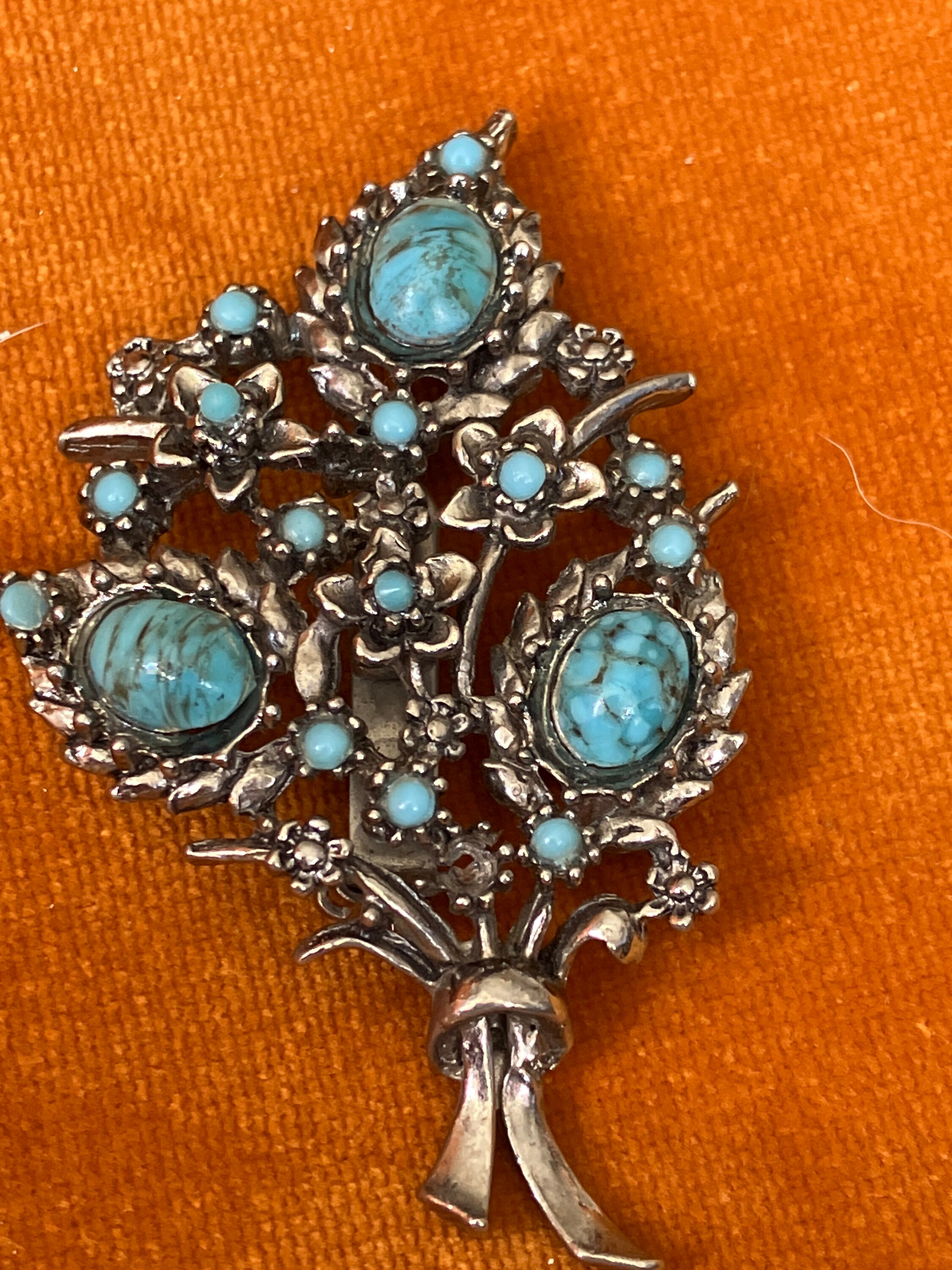 Vintage Turquoise Brooch - Etsy