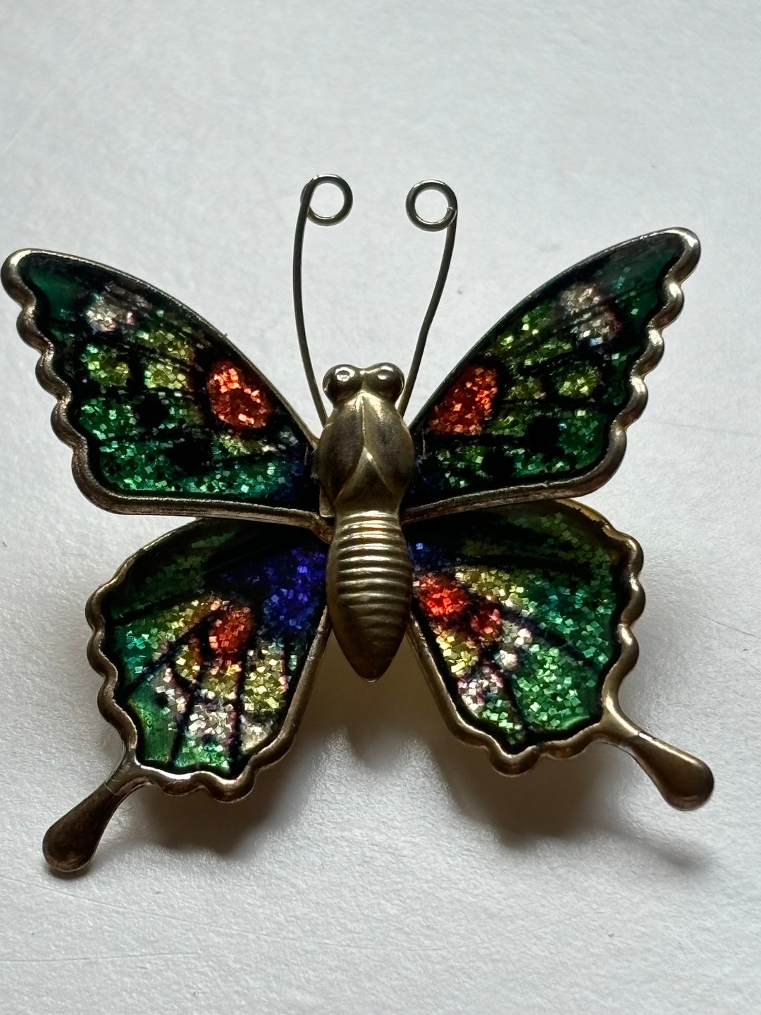 Vintage Enamel Butterfly Brooch - Etsy