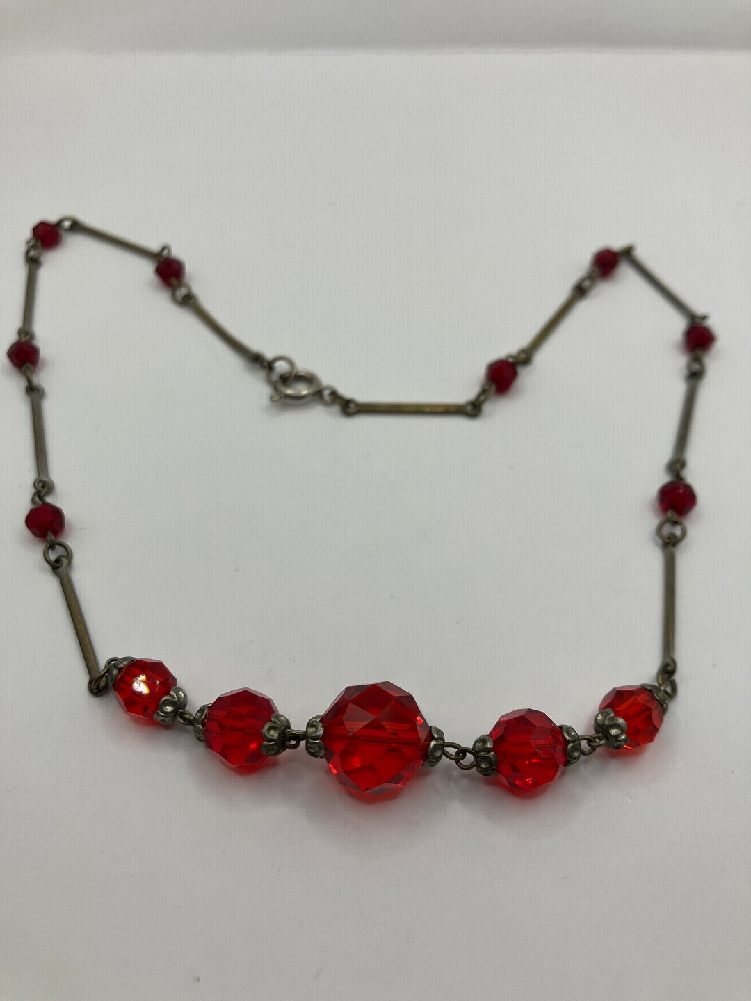 Vintage Red Glass 1920s Necklace - Etsy