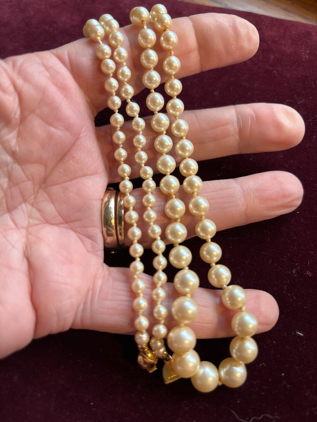 Vintage Signed Monet Single Strand of Pearls - Etsy