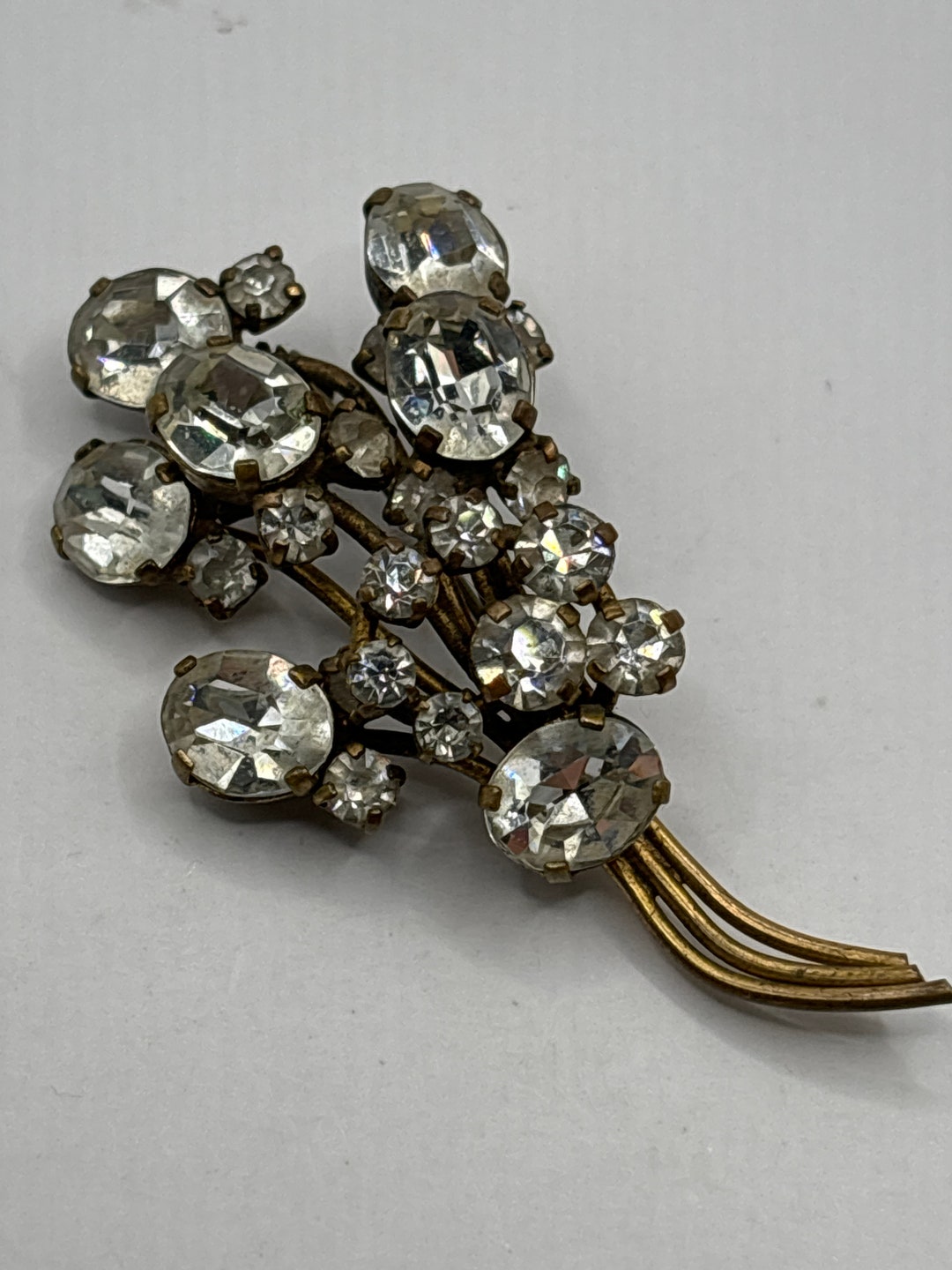 Nice Old Example Claw Set Paste Stone Brooch - Etsy