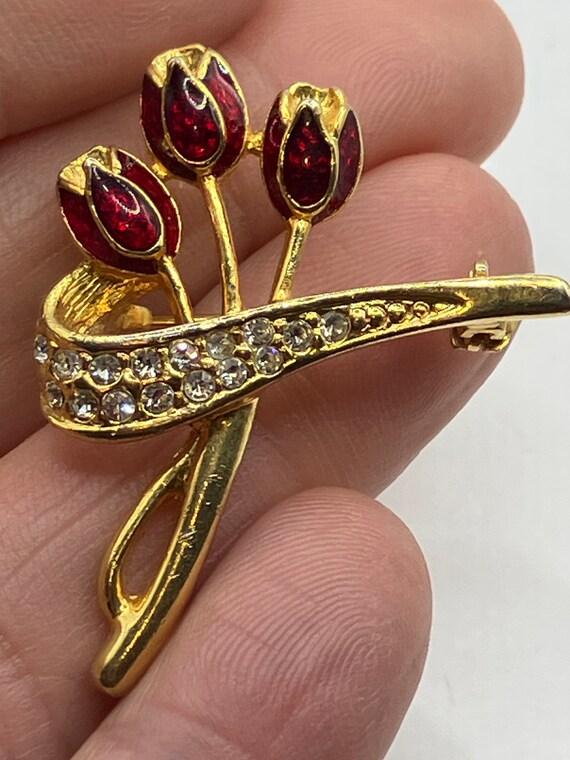 Enamelled tulip brooch - Gem