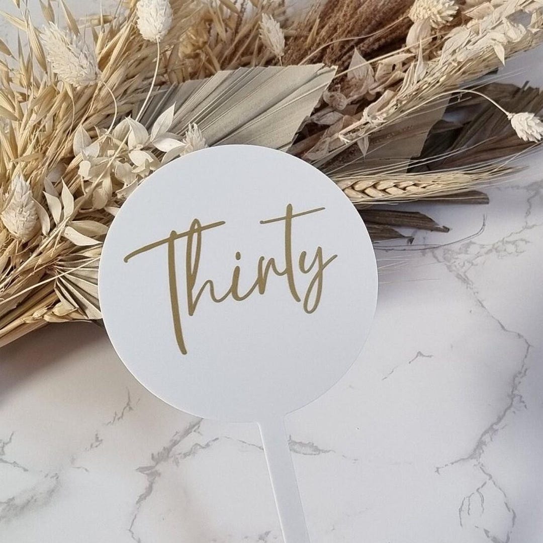 30th Birthday Cake Topper, Thirty Paddle Topper, Minimal Cake Topper ...