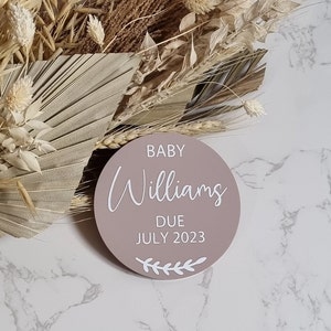 Personalised Pregnancy Announcement Plaque, Round Acrylic Pregnancy ...