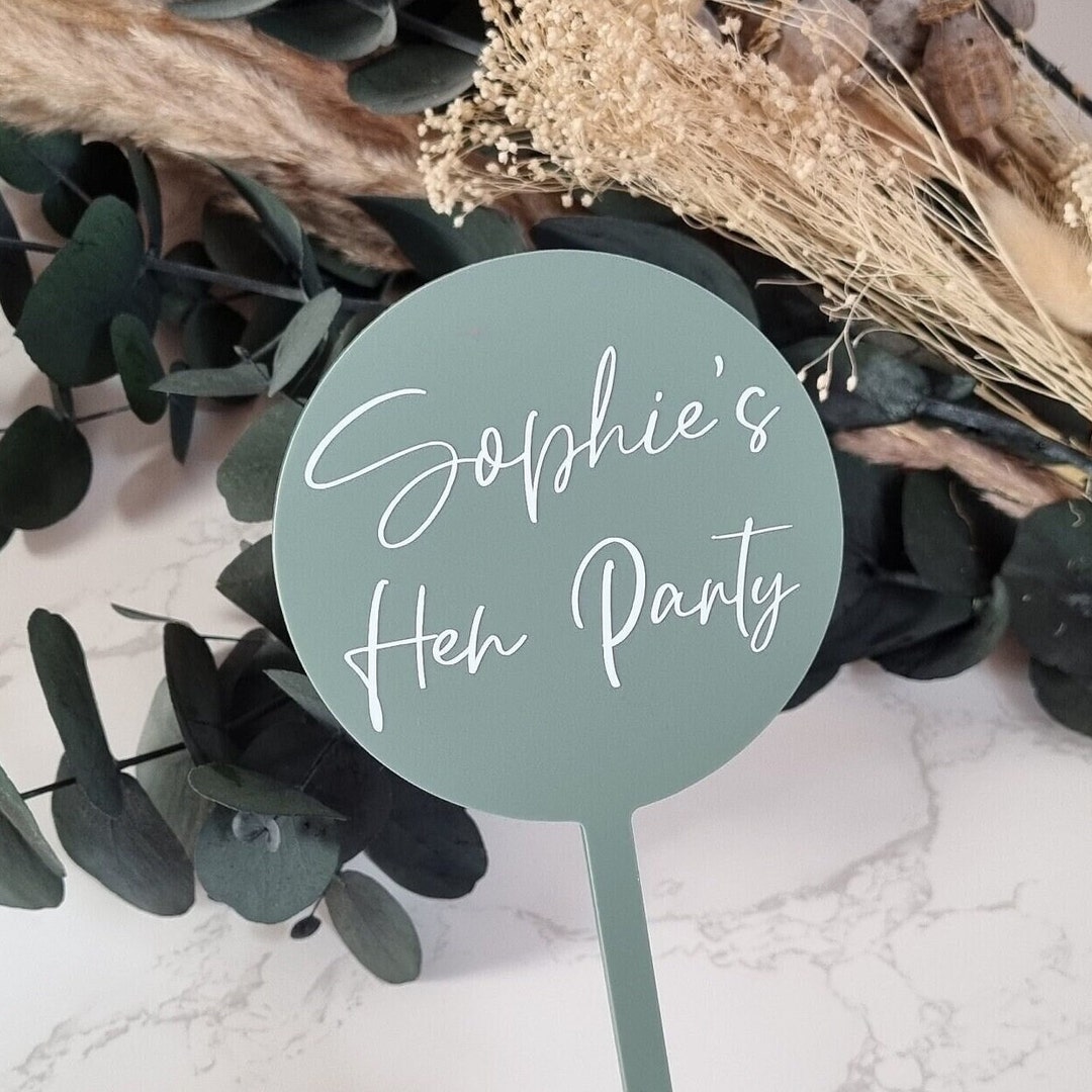 Personalised Hen Party Cake Topper, Pastel Coloured Paddle Topper ...