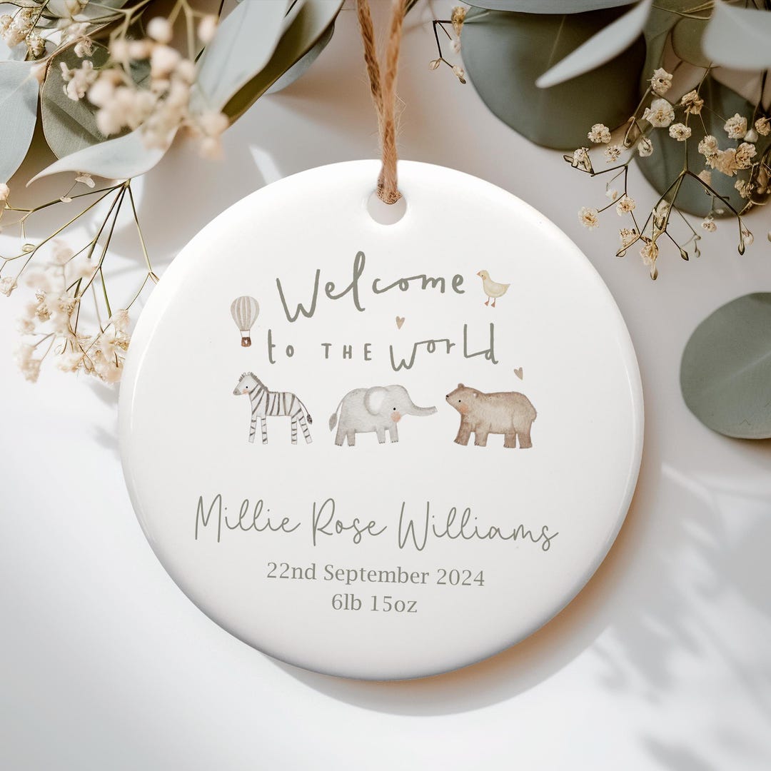Personalised Birth Gift Ornament, Welcome to the World, New Baby ...