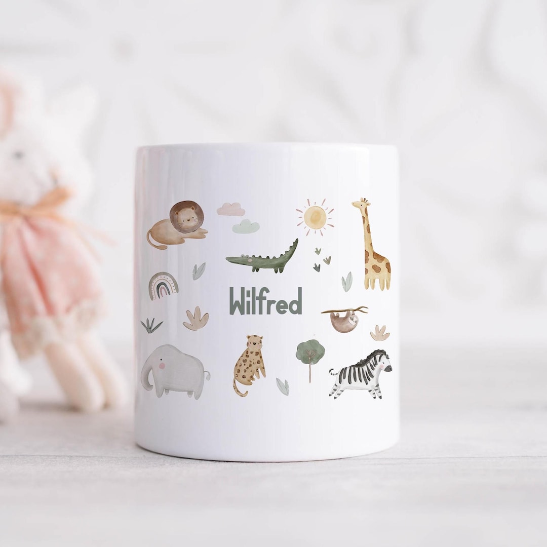Personalised Animals Money Box, Safari Jungle Animals, Ceramic Piggy ...