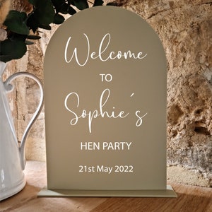 Hen Party Welcome Sign: Arch Acrylic Party Decor, A4 Size - Etsy UK