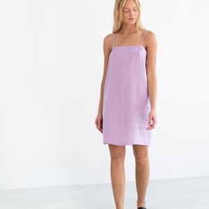 VIOLET Linen Slip Dress / Strappy Summer Mini Dress / Lilac / Handmade ...