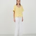 Linen Button up Blouse With Short Sleeves JEMMA in Butter Yellow ...
