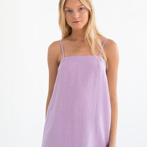 VIOLET Linen Slip Dress / Strappy Summer Mini Dress / Lilac / Handmade ...