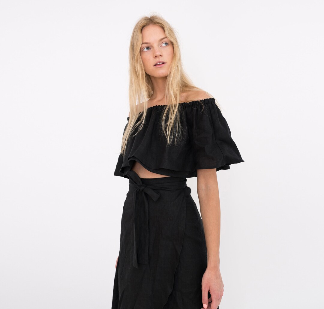 Ready to Ship / ACACIA off the Shoulder Ruffle Linen Top / - Etsy