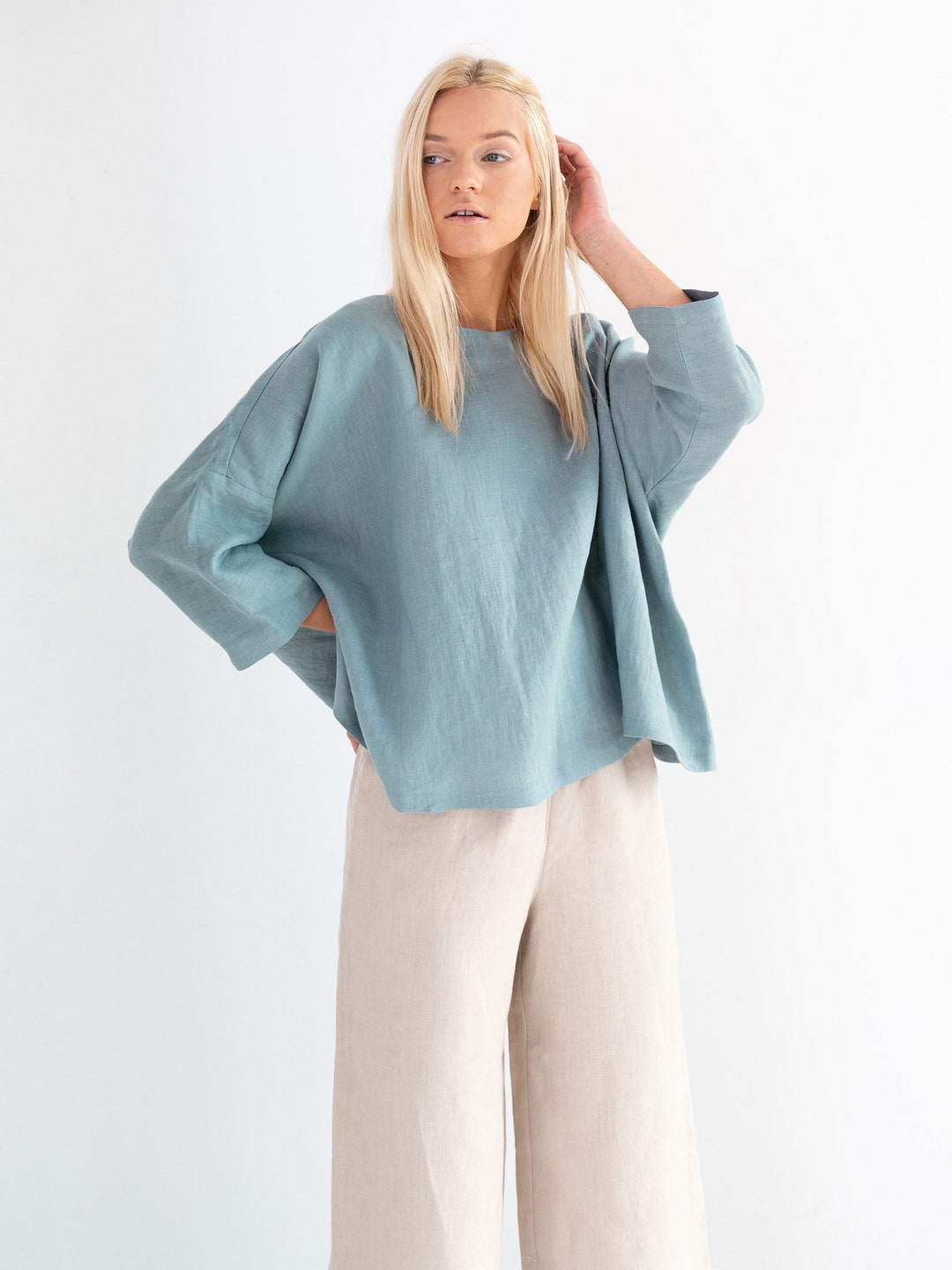 AMELIA Linen Blouse / Linen Tops for Women / Handmade Clothing - Etsy