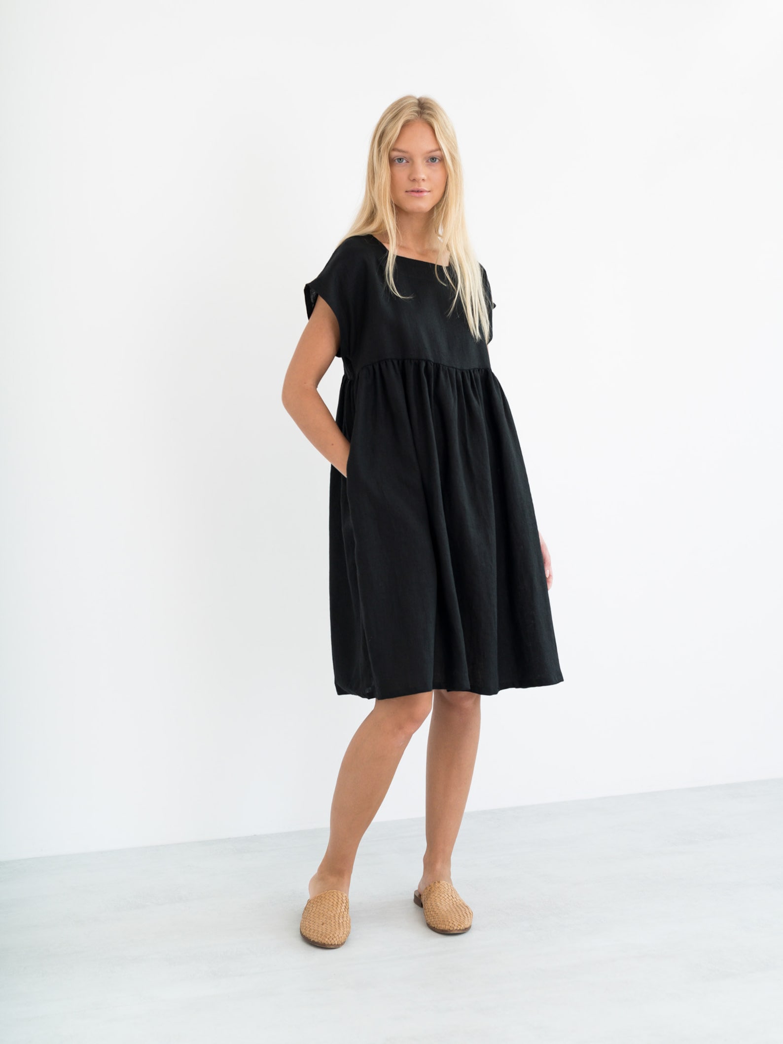 POPPY Linen Dress in Black - Etsy Canada