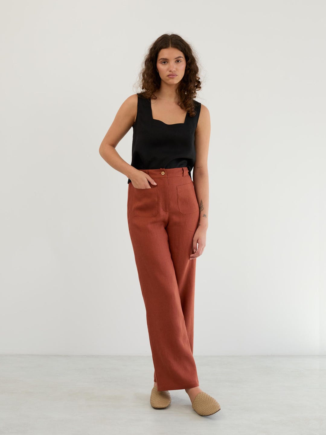 Linen Pants in Rust JOEL / Tailored Linen Pants / Classic Linen Pants ...
