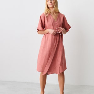MARY Linen Wrap Dress / Linen Summer Dress / Maternity Linen Dress - Etsy