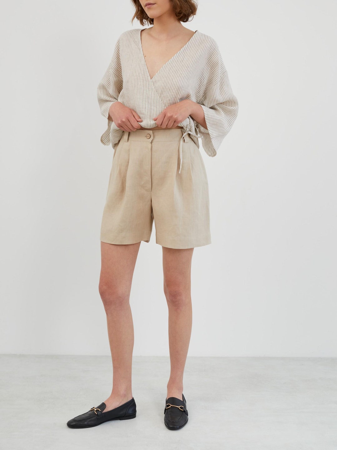 Tailored Linen Shorts SAIGE | High Waisted Summer Linen Shorts ...