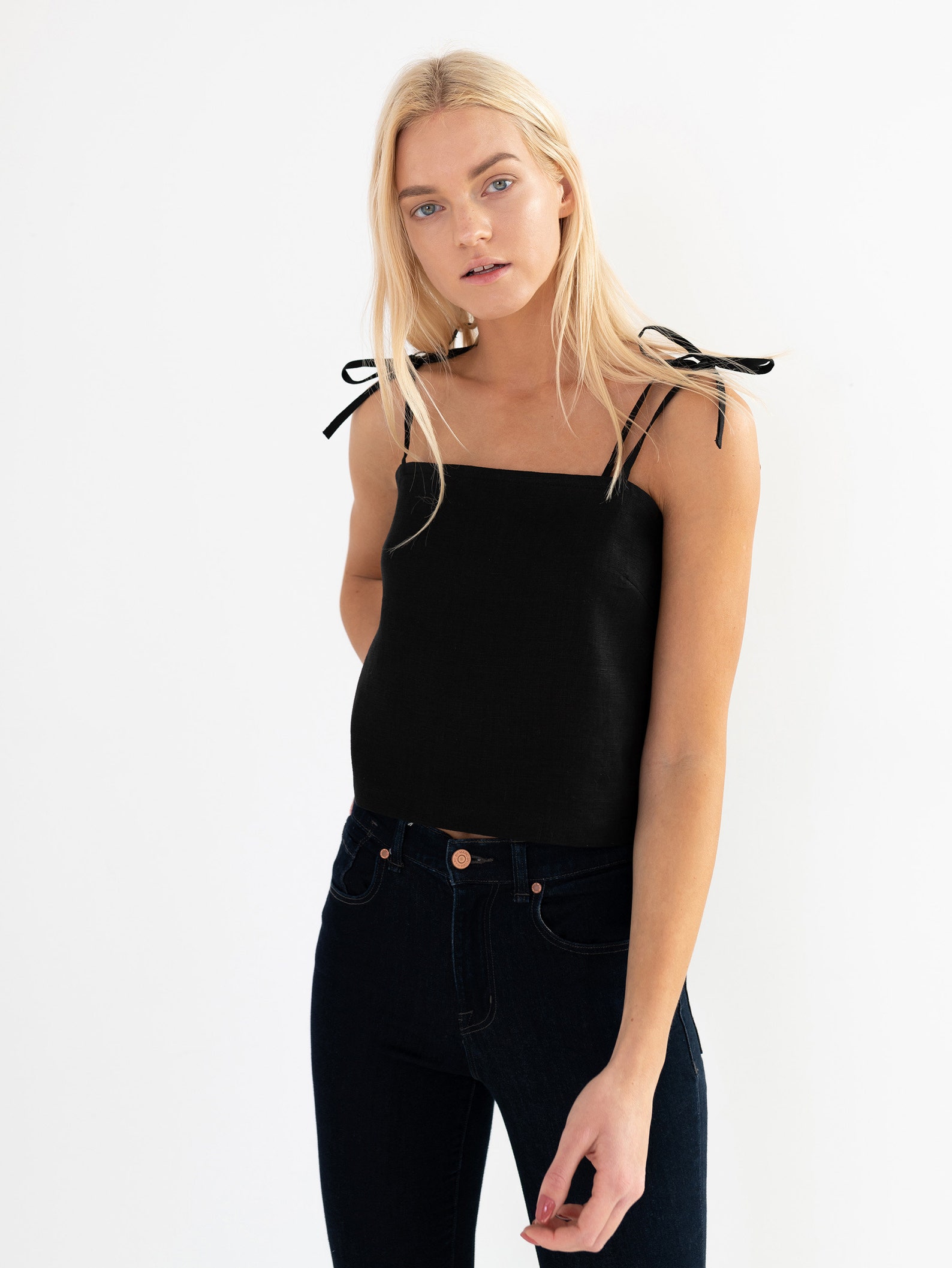 SOPHIE Linen Tank Top in Black / Linen Camisole / Handmade Clothing for ...