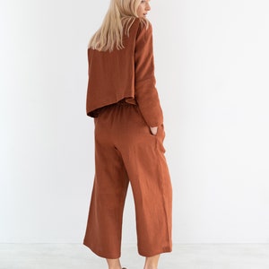 RILEY Linen Pants for Women / Wide Leg Linen Trousers in Rust - Etsy