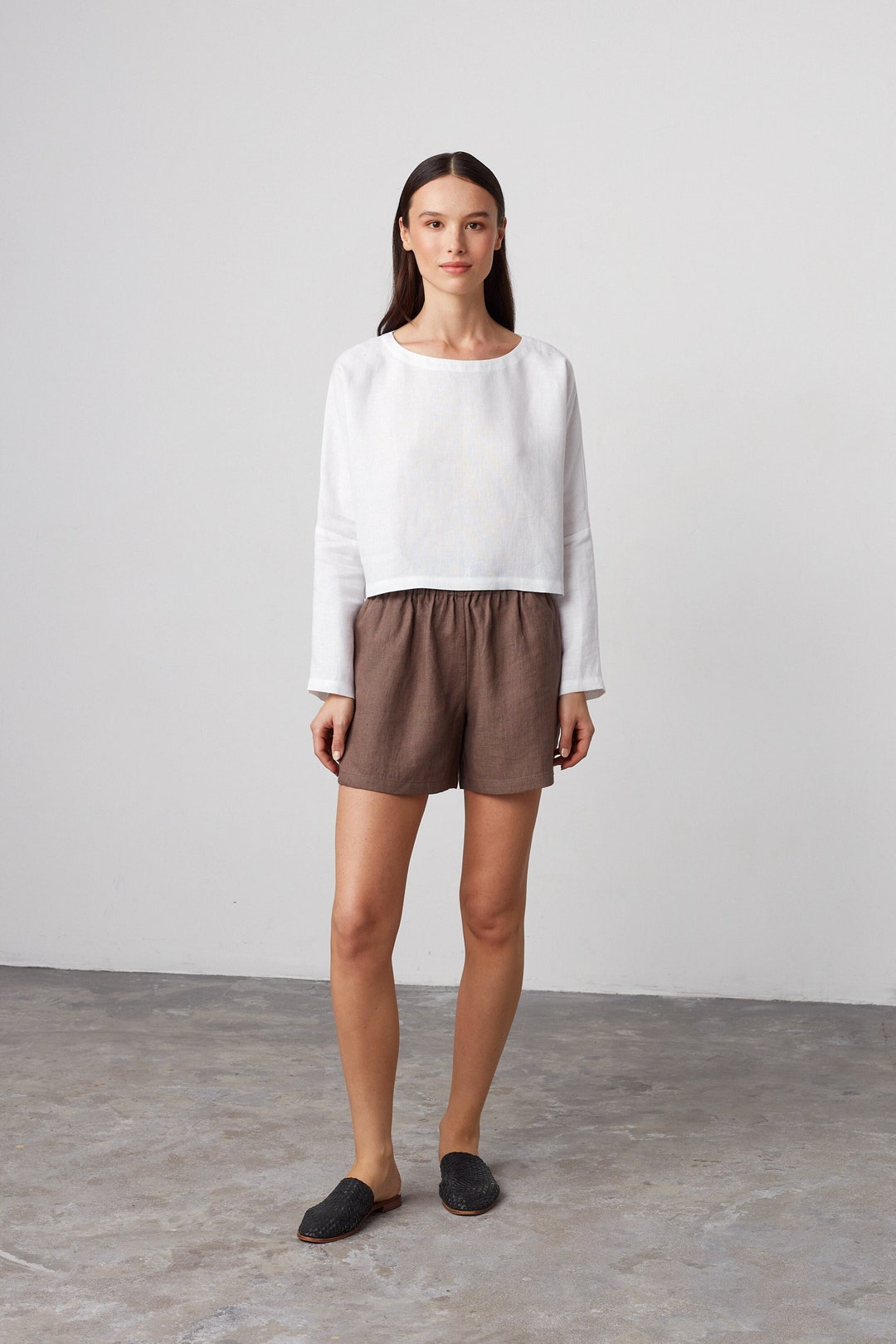 IVY Linen Blouse / Linen Tops for Women / Long Sleeve Crop Clothing - Etsy