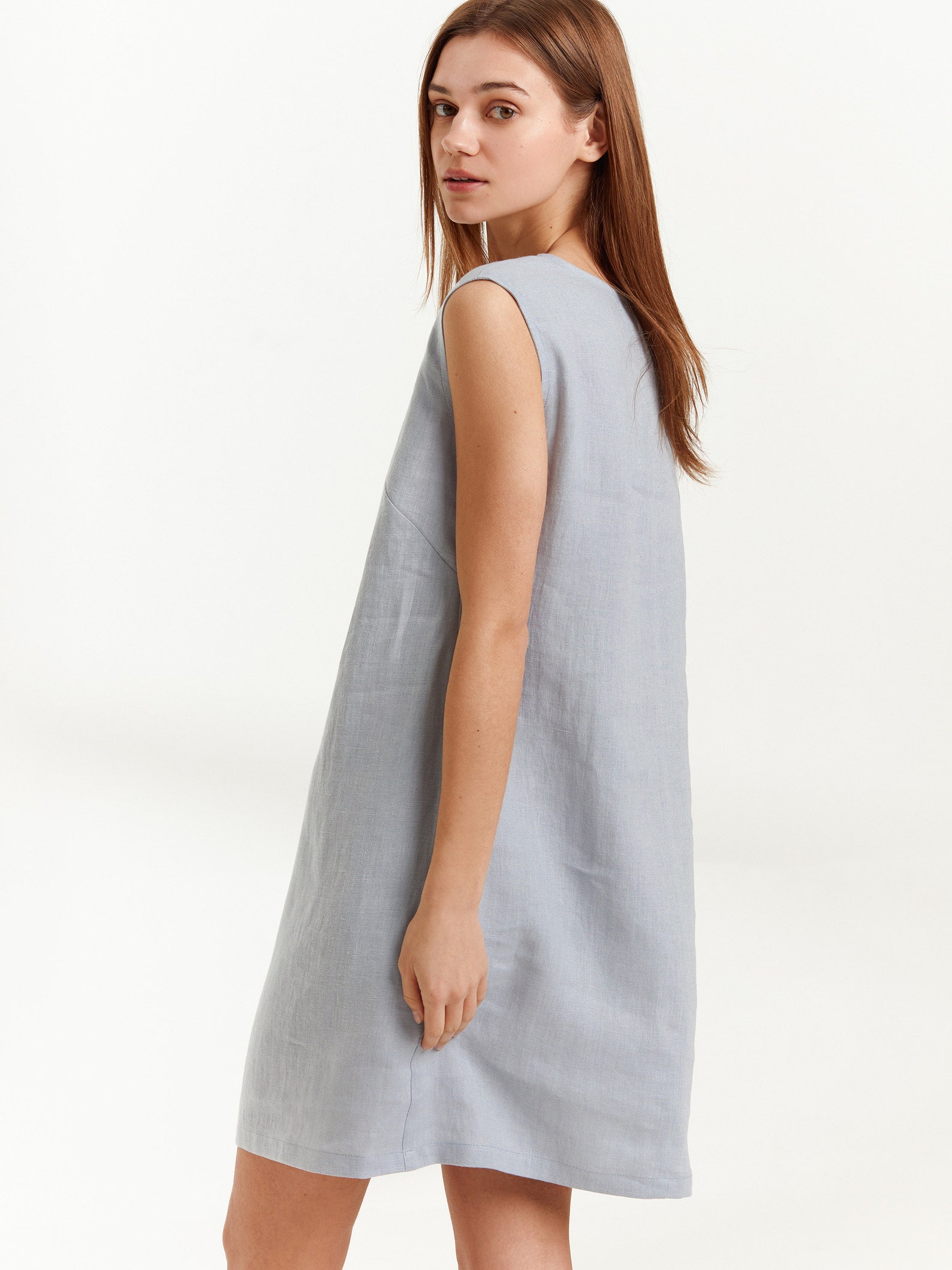 AJA Linen Dress / Simple Summer Dress in Bluestone - Etsy
