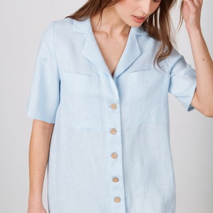 IDA Linen Shirt Dress / Short Sleeve Collared / Handmade Clothing for ...