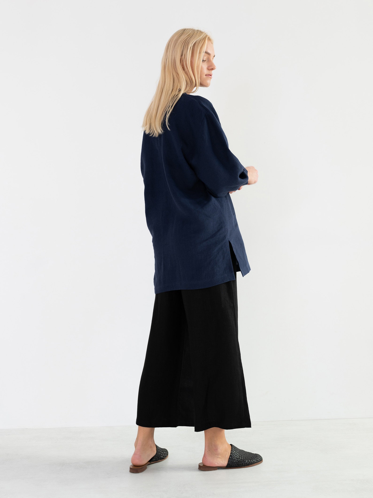 ROSEMARY Linen Shirt Navy Blue / Linen Jacket - Etsy Canada