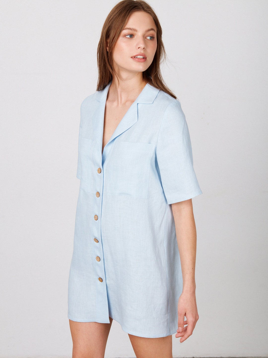 IDA Linen Shirt Dress / Short Sleeve Collared / Handmade Clothing for ...