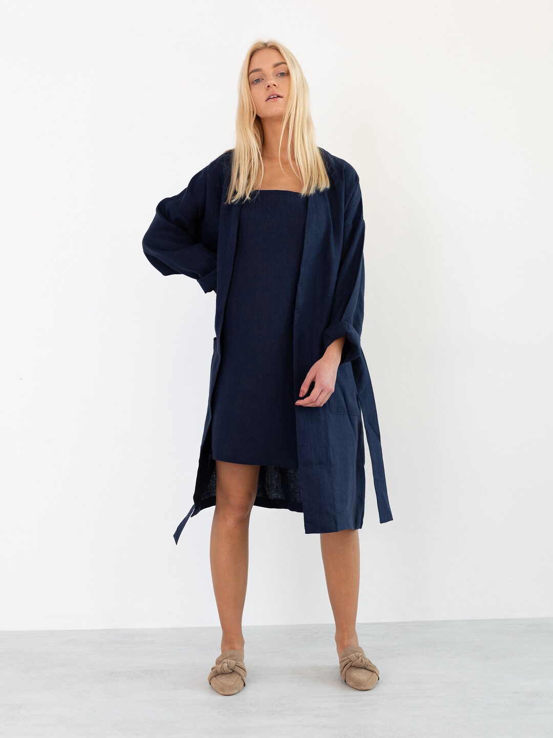 Handmade Linen Coat, Belted Longline Duster Jacket | NORA - Etsy