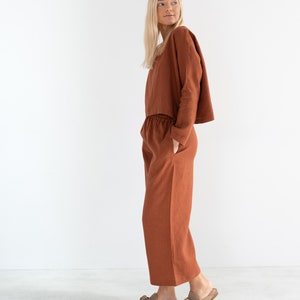 RILEY Linen Pants for Women / Wide Leg Linen Trousers in Rust - Etsy