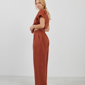 Linen Tailored Pants JAMES / Straight Leg Trousers Rust - Etsy