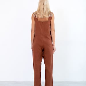Rust Linen Jumpsuit, Sleeveless Romper With Belt | DAKOTA - Etsy