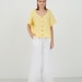 Linen Button up Blouse With Short Sleeves JEMMA in Butter Yellow ...