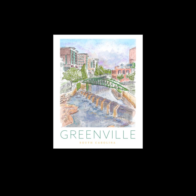 Explore the Beauty of Greenville, SC With Our Colorful Travel Poster - Etsy