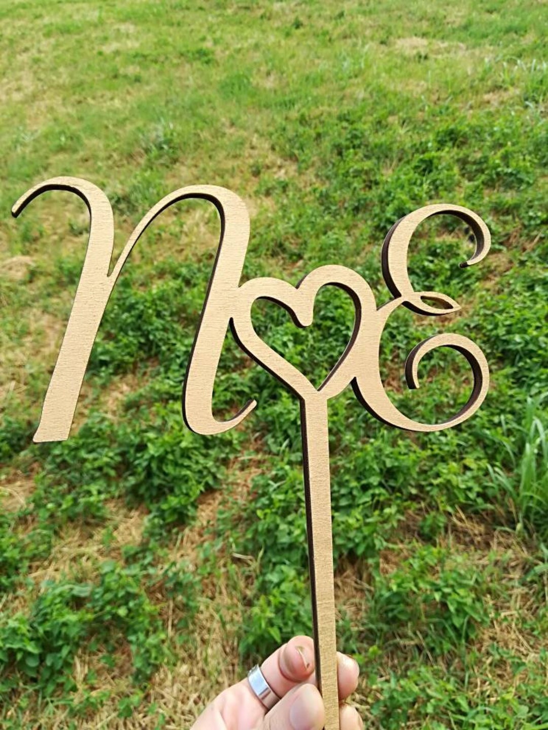 Writing / Cake Topper Personalized Spouses INITIAL HEART - Etsy