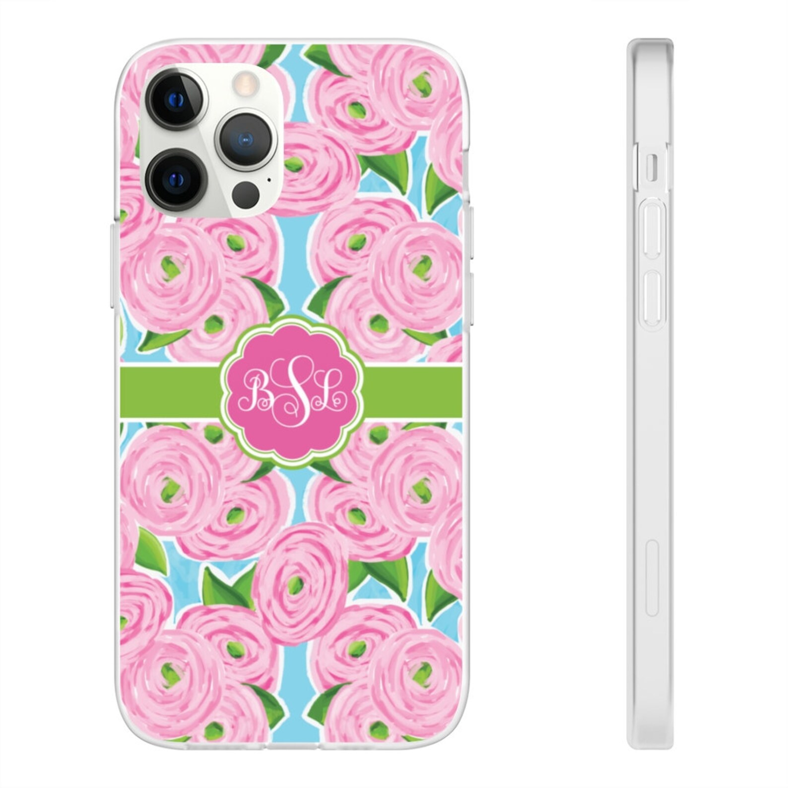 Preppy Phone Case Pink Floral Monogram Phone Case pour Iphone | Etsy