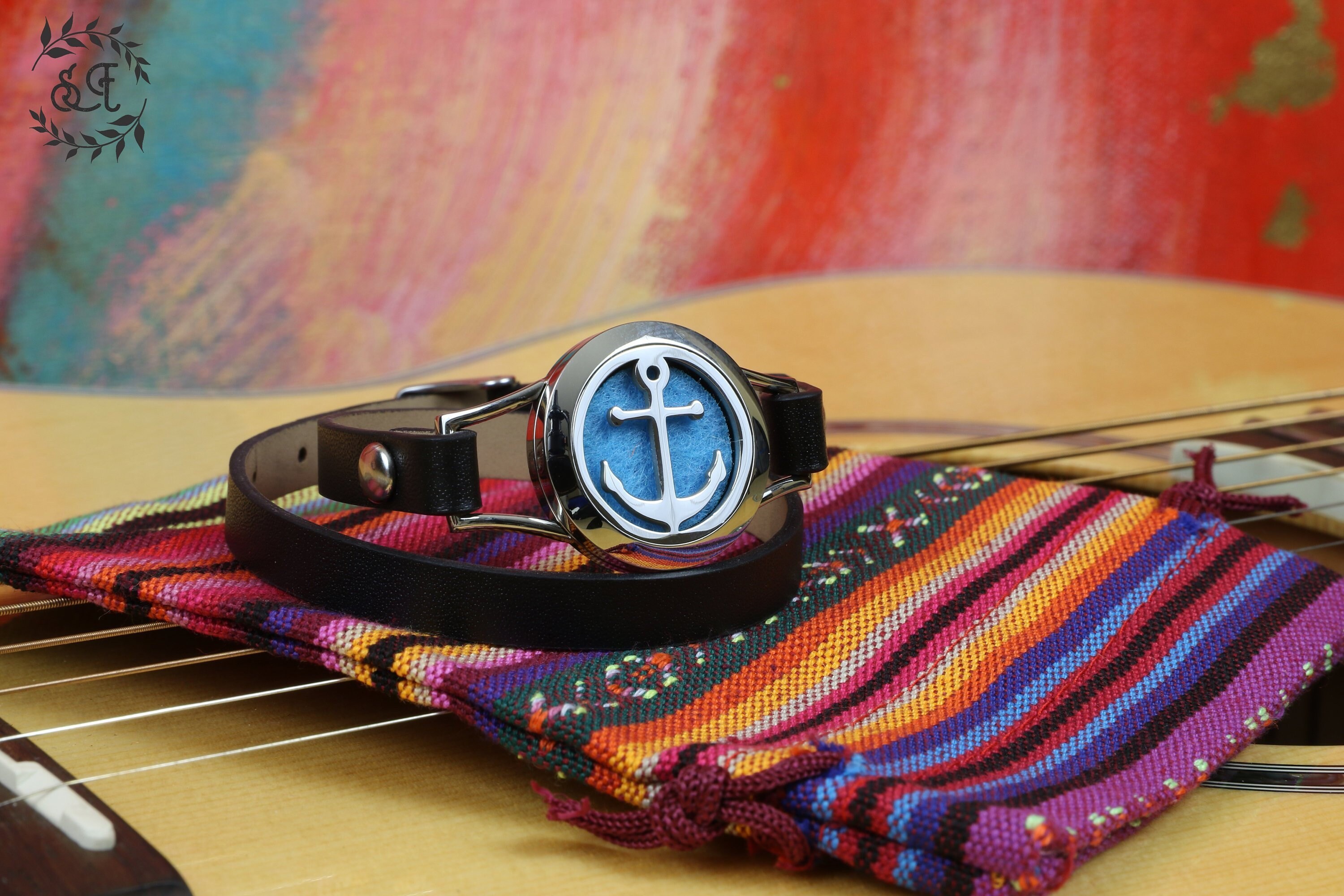 Black 25mm Anchor Pendant Diffuser Bracelet | Stainless Steel | Genuine ...