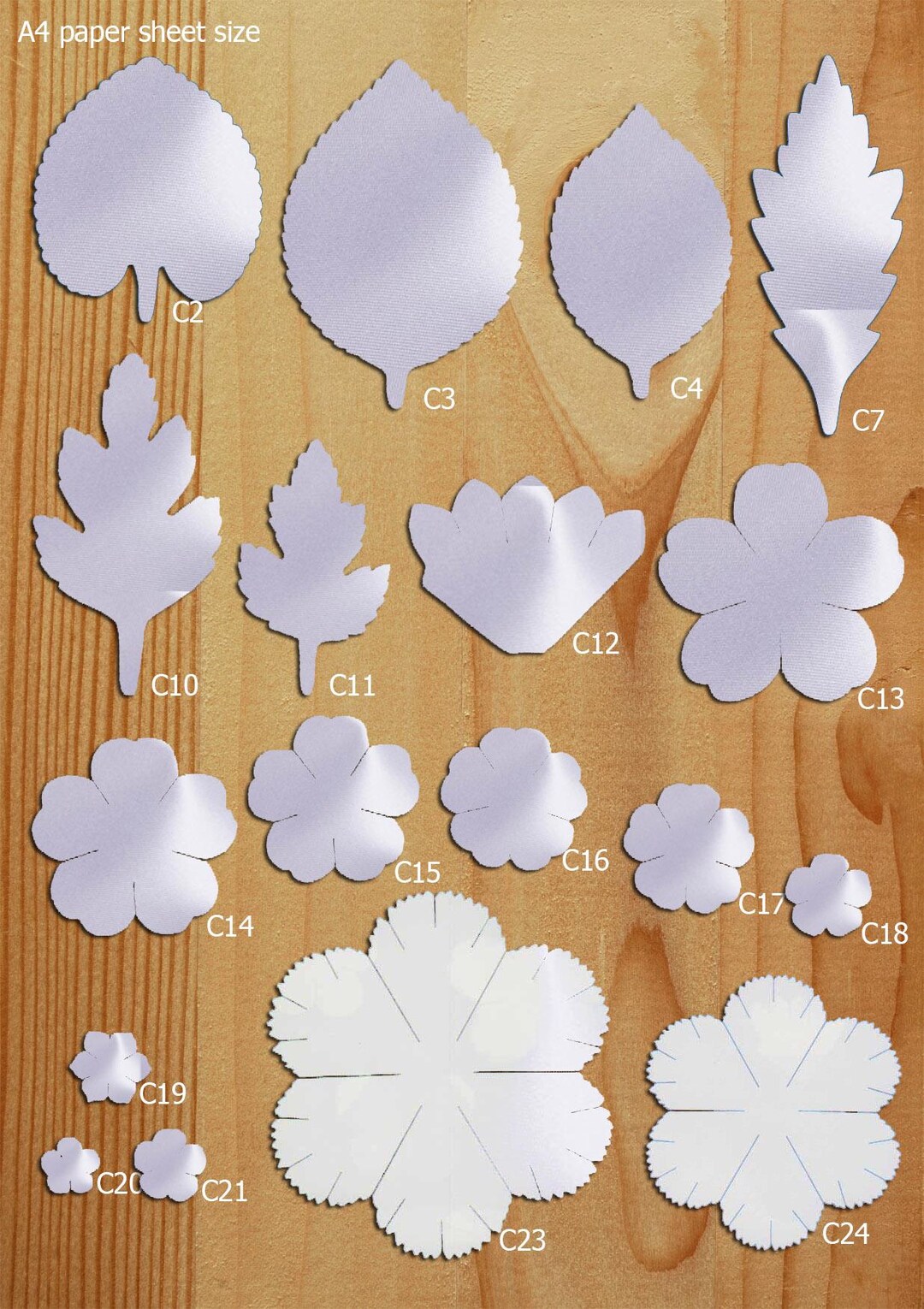 Fabric Flower Cut Outs Stamped Petals Leaves Pre-starched Stiffened ...